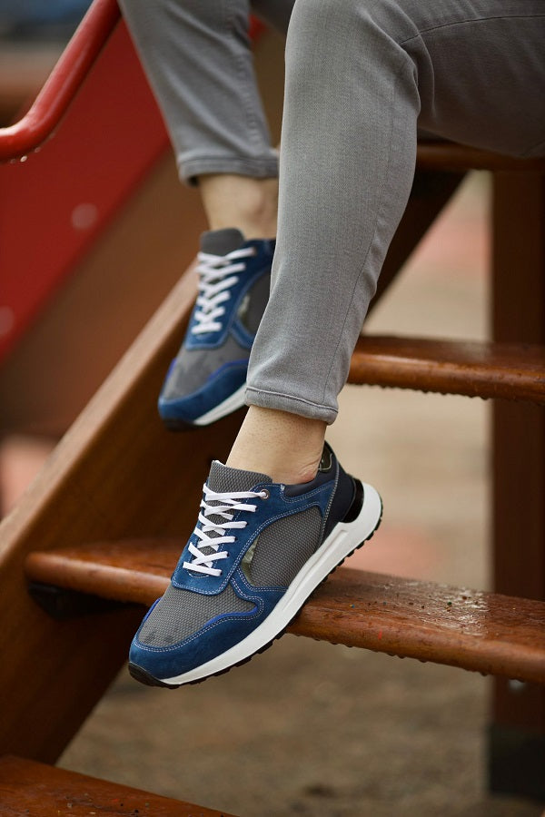 Navy Blue Suede High Top Sneakers – SARDINELLI