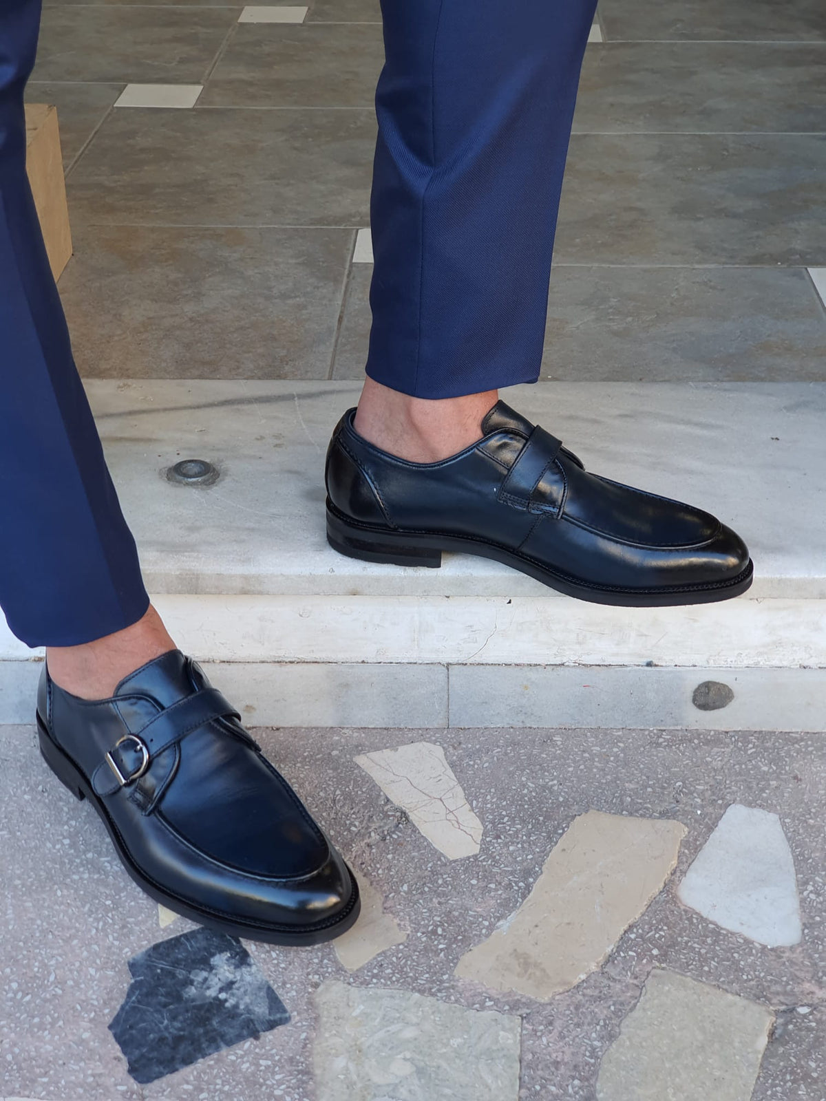 Navy Blue Buckle Loafers for Men – SARDINELLI